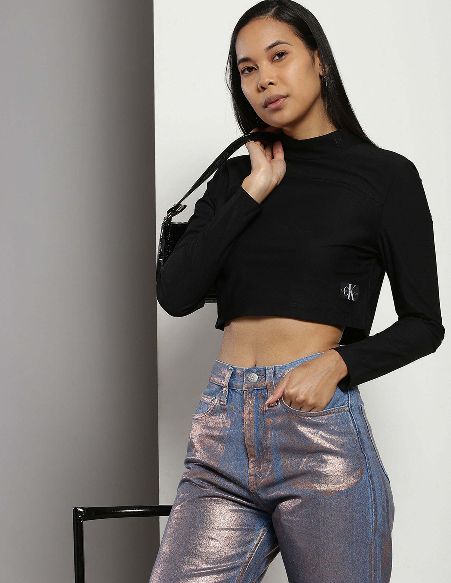 Calvin klein mock neck sweatshirt store