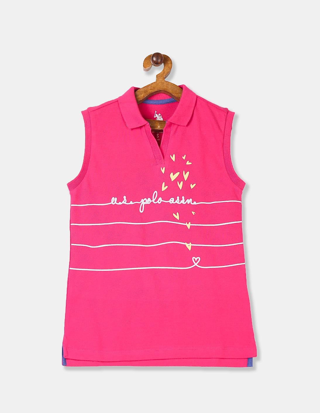 Buy U.S. Polo Assn. Kids Girls Girls Pink Sleeveless Printed Polo Shirt ...